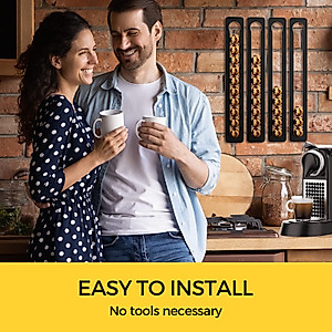 JNIHEEP Coffee Pod Holder Metal Black Adhesive Capsule Holder for Original Line Nespresso Pods,Vertically or Horizontally Mount on Wall or Under Cabinets,15.75" L by 2.38" x 4 Packs Storage Holds 44