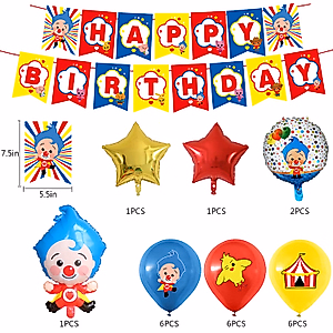 YNOU Clown Birthday Party Supplies Clown Theme Birthday Party decorations for Kids Teens with Happy Birthday Banner, Cake Topper, Cupcake Toppers, Balloons for Clown Party Decorations
