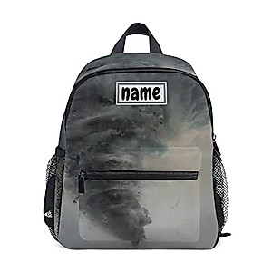 Glaphy Custom Kid's Name Backpack, 3D Tornado Toddler Backpack for Daycare Travel, Personalized Name Preschool Bookbags for Boys Girls
