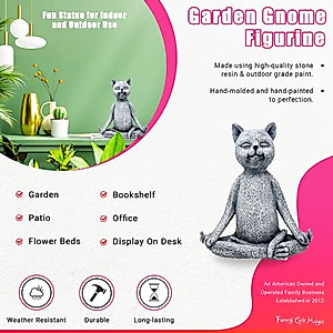 Funny Guy Mugs Garden Gnome Statue - Middle Finger Cat - Indoor/Outdoor Garden Gnome Sculpture for Patio, Yard or Lawn