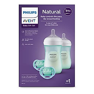 Philips AVENT Natural Baby Bottle with Natural Response Nipple, Teal Baby Gift Set, SCD837/02