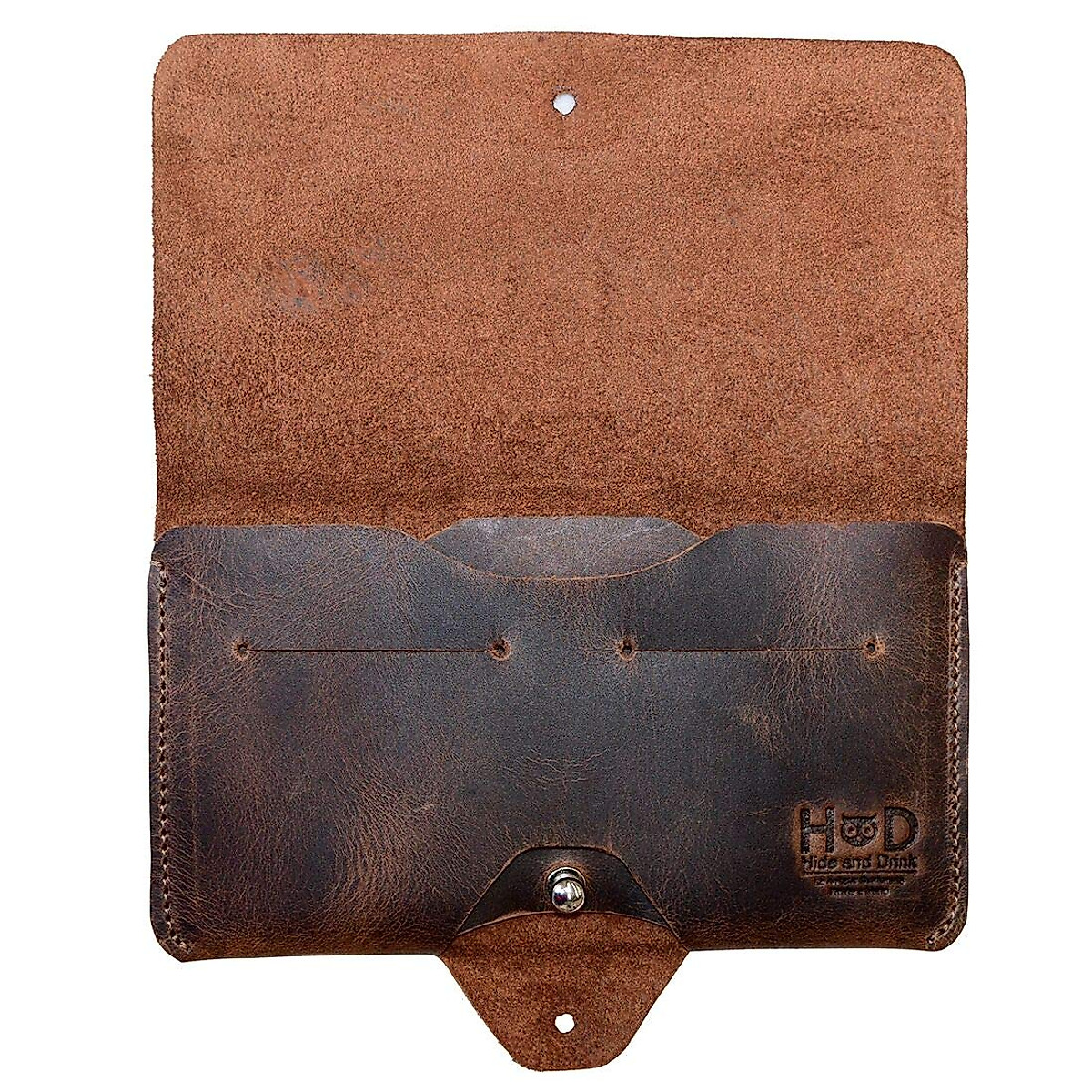 Hide & Drink, Leather Wallet, Holds Up to 4 Cards Plus Flat Bills & Coins/Pouch/Case/Purse/Cash, Handmade :: Bourbon Brown