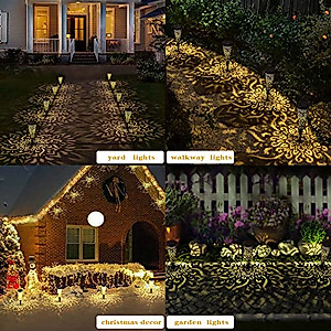gardencave 6 Pack Solar Lights Outdoor Garden Decorative Solar Garden Lights with Warm Light Waterproof Solar Pathway Landscape Lights for Path Patio Backyard Walkway Yard Garden Decor (Black, 6Pcs)