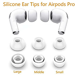 Geeice AirPods Pro Case with Cleaner kit and Replacement Ear Tips, 3 in 1 Soft Silicone Full Protective Cover with Keychain, Cleaning Pen and Noise Reduction Hole Eartips(S/M/L), Black