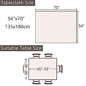 qiden Farmhouse Tablecloth Waterproof Rectangle Burlap Table Cloth, Cotton Linen Rustic Embroidery Fabric Table Cover for Indoor Outdoor Dinning Tabletop Decoration -d- 54" x 70", 4-6 Seats