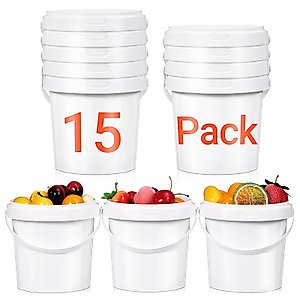 ASEVAT Clear Plastic Bucket with Lids and Handles, Reusable Food Storage Containers, Rum Buckets for Drinks for Snacks Deli Food Fruit, Cocktail, Leak Proof Bucket (White, 1 Quart)