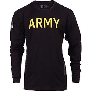 Army PT Style Shirt | U.S. Military Physical Training Workout Long Sleeve T-Shirt, Black-(LSBLK,XL)