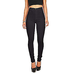 Andongnywell Women's Juniors High Rise Irresistible Denim Pants Jegging Stretch Skinny Jeans Trousers (Black,Small)
