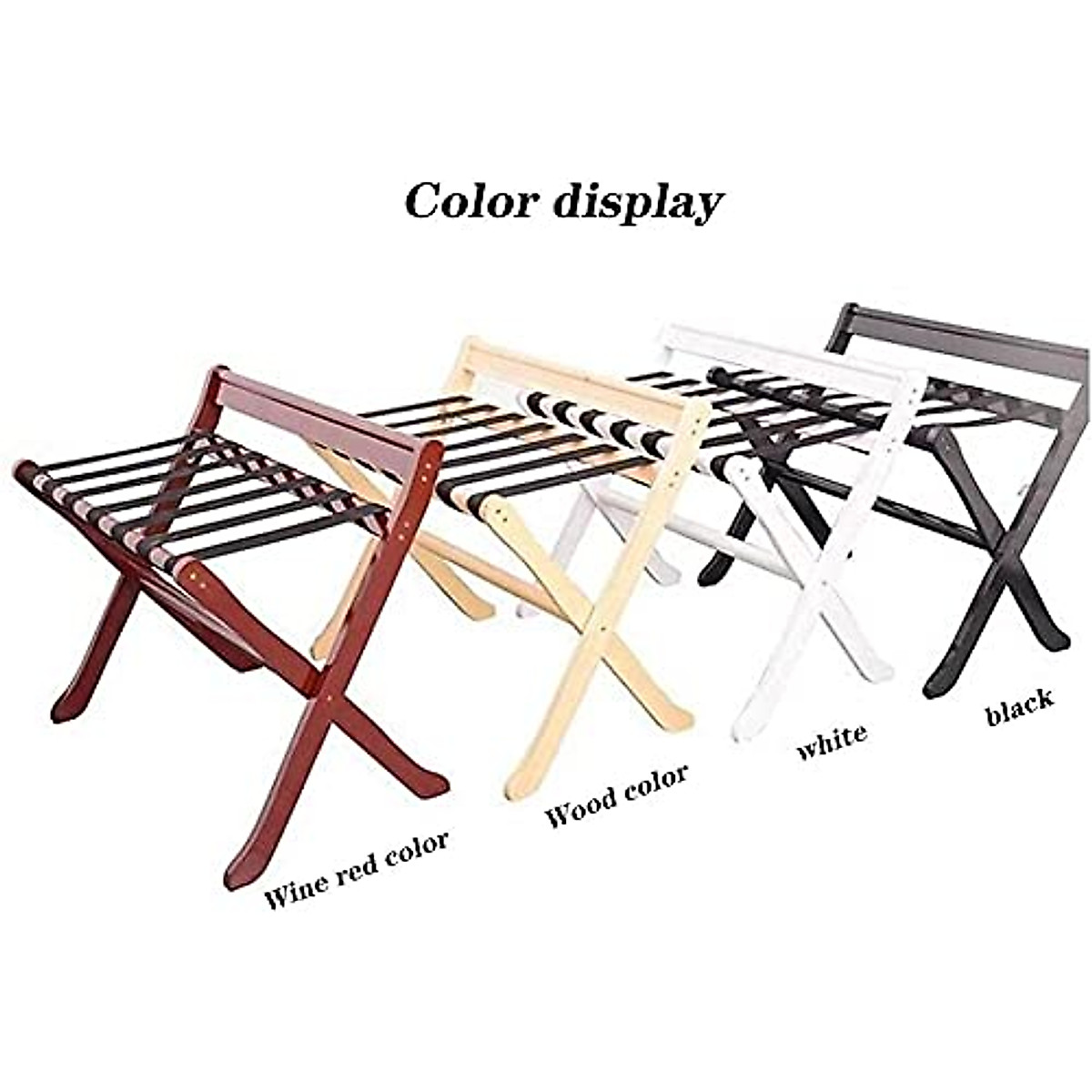 POSTERPOT Luggage Rack Suitcase Stand Foldable Double Layer 8 Bandages Solid Wood Easy to Assemble Travel Rack, for Hotel Bedroom (Color : D, Size : 80x47x65CM)