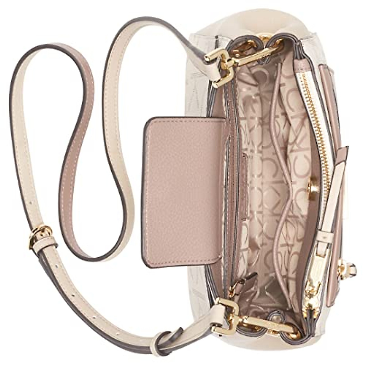 Calvin Klein Hadley Triple Compartment Crossbody, Vanilla/Khaki/Cocoa Logo