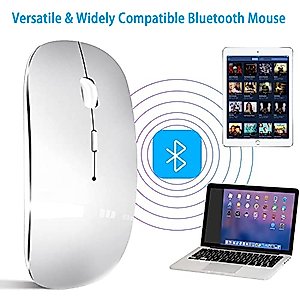 Wireless Mouse for Laptop, Bluetooth Mouse for Macbook Pro/Air/Mac/iPad/Chromebook/Computer -Rechargeale Dual Mode(USB 2.4Ghz + Bluetooth 5.2+ Bluetooth 3.0) Silent Cordless Mouse with USB C Adapter