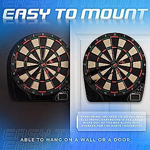 Franklin Sports Electronic Dart Board Sets - Soft Tip Electric Dartboard With Digital Scoreboard - (6) Darts Included, 15"
