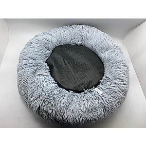 Gavenia Indoor Cat Bed, 20''x20'' Washable Donut, Soft Plush Pet Cushion, Waterproof Dog and Cat Bed for Sleep Improvement, Grey