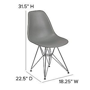 Flash Furniture Elon Series Moss Gray Plastic Chair with Chrome Base