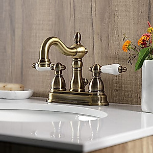 Kingston Brass KB1603PL 4 in. Centerset Bathroom Faucet, Antique Brass,4-Inch Center