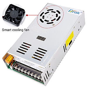 DROK 24V Power Supply, AC 110V/220V to DC 0-24V 20A 480W Buck Converter, Variable Adjustable Adapter Regulated 5V 12V 24V Volt Switching Voltage LED Transformer 20A Amp Charger for Computer Lab