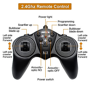 fisca Remote Control Bulldozer RC 1/16 Full Functional Construction Vehicle, 2.4Ghz 11 Channel Dozer Front Loader Toy with Light and Sound for Kids Age 6, 7, 8, 9, 10 and Up Years Old