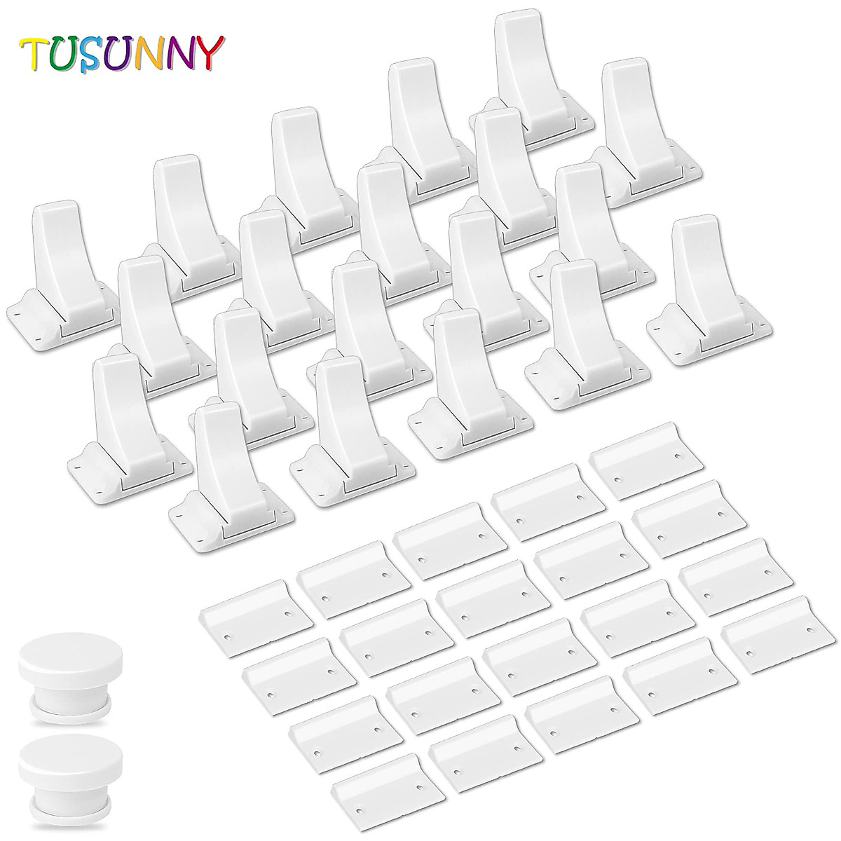Cabinet Locks Child Safety Latches - TUSUNNY Baby Proofing Lock Child Proof Drawer Locks with Strong Adhesive for Cabinets and Drawers,Door & Corner (20Pack)