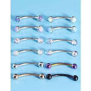 Jenxnjsjo Eyebrow Rook 16g 8/10mm Piercing Jewelry Ring for Women Vertical Labret Lip Hood Curved Barbell Rook Snug Earrings Belly Button Snake Frog Eyes Vch Bridge Cartilage Daith Surface Anti Tragus
