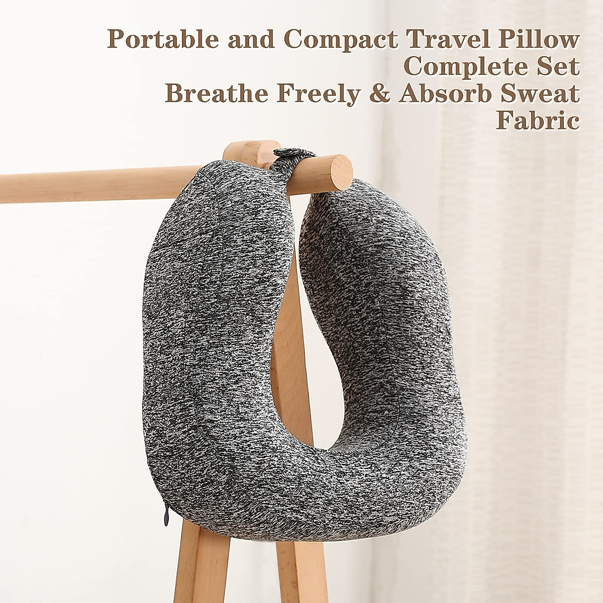 Truwelby Travel Pillow, Neck Pillow Memory Foam Neck Pillow for Travel, Airplane Travel Kit with 3D Contoured Eye Cover Earplugs Standard Airplane Pillow Cooling Travel Head Support Pillow