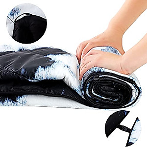 Bedvcaty Camping Blanket, Puffy Waterproof Travel Blanket, Warm Cozy Picnic Blanket, for Outdoors, Travel, and Mountain.(Cow, 78" x 56")