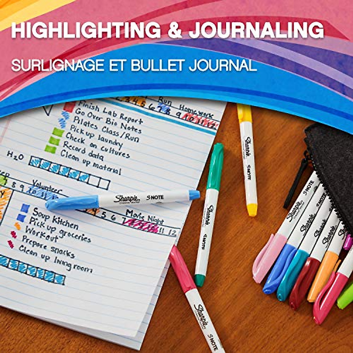 SHARPIE S-Note Creative Colouring Highlighter Pens | Marker Pen to Write, Draw & More | Assorted Pastel Colours | Chisel Tip | 12 Count