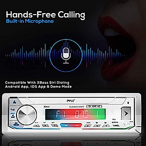 Pyle Bluetooth Marine Receiver Stereo & Speaker Kit - 300W Single DIN Boat Marine Head Unit, Mic, Hands-Free Calling, AUX, MP3/USB/SD, AM/FM Radio, Remote Control - PLMRKT49WT (White)