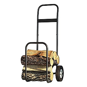 Fire Beauty Firewood Log Cart Carrier, Outdoor and Indoor Wood Rack Storage Mover, Rolling Dolly Hauler