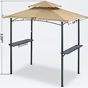 MASTERCANOPY  8 x 5 Grill Gazebo Outdoor BBQ Gazebo Canopy with 2 LED Lights (Khaki)