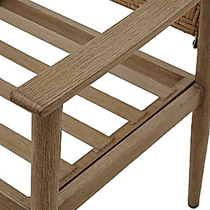 Grand patio Outdoor Bench, Wicker Rattan Garden Benches with Cushion, Patio Loveseat for Front Porch Backyard Outside Furniture Decor (Beige Cushion, Wicker Rattan)