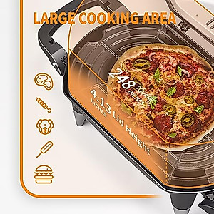 VANSTON Liquid Propane Gas Grill, Single Burner BBQ Grill, Black -Great For Patio Garden Picnic Backyard, 10000BTU Portable and Convenient Camping Tabletop Barbecue Grill with Built-In Thermometer