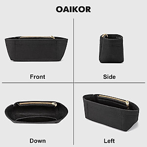 OAikor Purse Organizer Insert,Felt Bag Insert for Handbags & Tote,Divider Fit LV Vanity PM(Felt-Black)