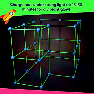 Kangabu Fort Building Kit - 120 Pieces - Glow Fort Building Set for Kids Ages 4-11 - Kids Fort Building Kit, Build a Fort Kit for Kids - Fort Builder, Fort Making Kit, Outdoor and Indoor Fort