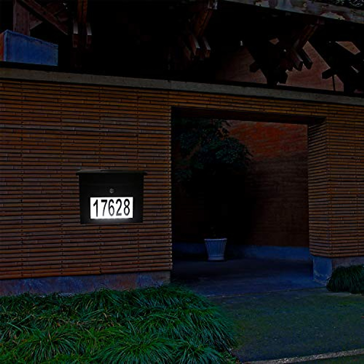 Black Wall Mount Locking Mailbox - Solar House Numbers Light Large Capacity Illuminated at Night - Waterproof Iron Mental Address Numbers Mail Box Outdoor with Keys