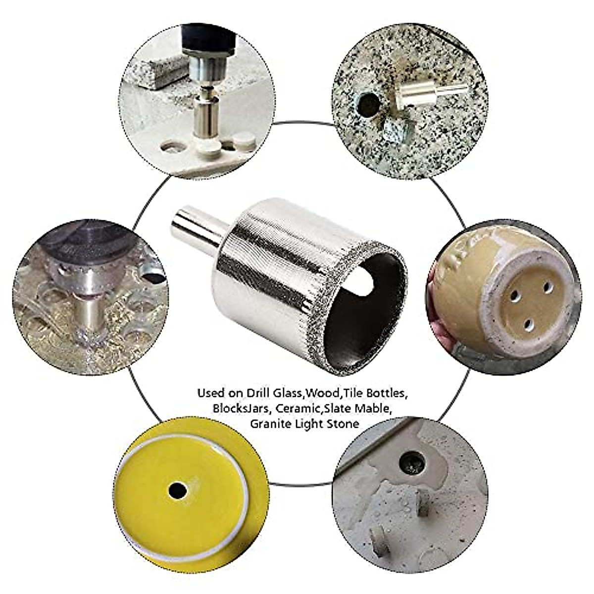 1 Inches Diamond Hole Saw Bit Hollow Core Drill Bits 1/2 Inch Shank Hollow Core Hole Saws Masonry Drilling Tools for Glass Stone Ceramic Porcelain Tiles Marble Quartz Granite Bottles DIY (25mm)