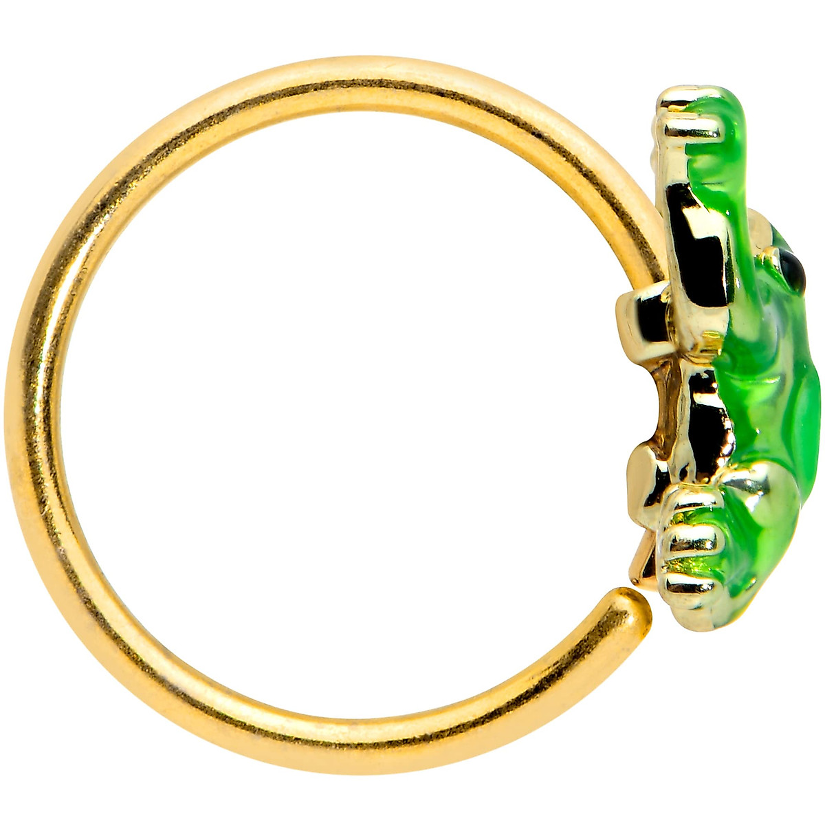 Body Candy Womens 20G Stainless Steel Nose Ring Green Tree Frog Nose Hoop Ring Circular Nose Ring 5/16”