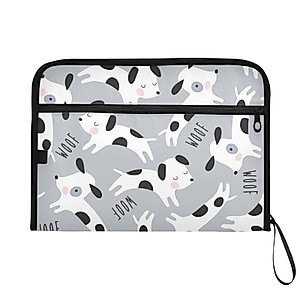 ZZKKO 13 Pockets Expanding File Folder Cute Dogs Animal Grey with Sticky Labels Accordion File Folder Document Organizer Letter Size A4 Papers Expandable File Keeper