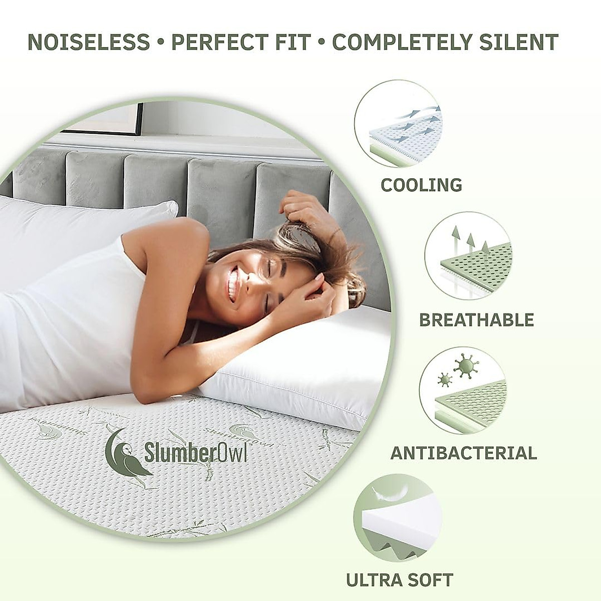 SlumberOwl Viscose derived from Bamboo Zippered Mattress Encasement – Waterproof, Cooling & Soft (King) 12-15" Deep