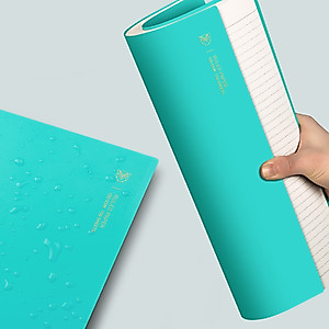 EMSHOI A4 Spiral Notebook College Ruled Lined Journal, 11.2" x 8.27", 300 Pages, 100gsm Thick Paper, Waterproof Softcover, Twin-Wire Binding, Sticky Notes, LightBlue