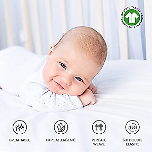 Sweave Organic Crib Sheets (2-Pack) - Breathable Double-Elastic Fitted Crib Sheet, Extra Protection for Your Baby, 100% GOTS Certified Organic Cotton, Secure & Snug Fit, Crib Sheets Neutral (28"x52")