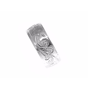 Arthur's Jewelry 925 sterling silver Hawaiian plumeria flower scroll kuuipo band ring smooth edge size 7