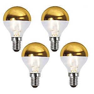 Lxcom Lighting 4W Half Chrome Gold LED Light Bulb(4 Pack), G45/G14 Dimmable Gold Tipped Vintage LED Filament Bulbs Warm White 2700K Decorative Globe Bulbs,E14 Base