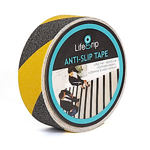LifeGrip Anti Slip Traction Tape, 2 Inch x 60 Foot, Best Grip, Friction, Abrasive Adhesive for Stairs, Safety, Tread Step, Indoor, Outdoor, Caution Yellow/Black