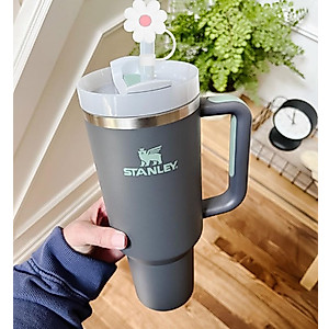 10mm Straw Cover, 4pcs Straw Covers Cap for Stanley Cup 40 oz 30 oz Food Grade Silicone Cute Flower Straw Topper Straw Tips Cover Protector Plugs for Stanley Tumblers for Stanley Cup Accessories