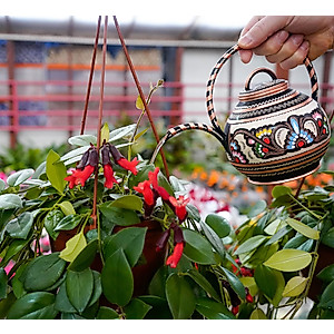 Gneric Copper Flower Watering Can,Pure Copper Pitcher,Handmade Copper Watering Pot,Mini Plant Watering Pot,Copper Watering Can for Flower (Patterned)