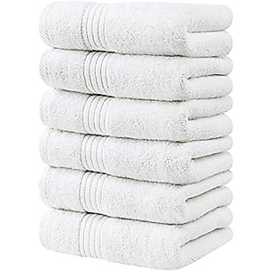 Utopia Towels 6 Piece Luxury Hand Towels Set, (16 x 28 inches) 100% Ring Spun Cotton, Lightweight and Highly Absorbent 600GSM Towels for Bathroom, Travel, Camp, Hotel, and Spa (White)