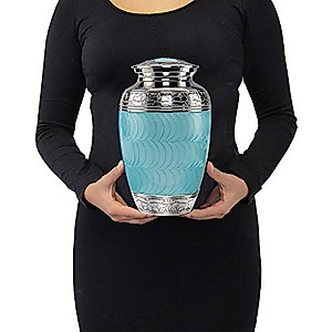 Trupoint Memorials Cremation Urns for Human Ashes - Decorative Urns, Urns for Human Ashes Female & Male, Urns for Ashes Adult Female, Funeral Urns - Large, Up to 200 Lbs, Light Blue