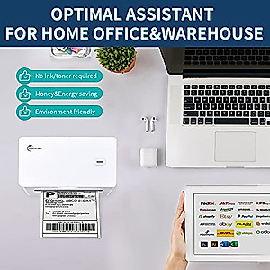 Label Printer - 180mm/s Wireless Shipping Label Printer, 4×6 Commercial Direct Thermal Label Printer for Shipping Packages, Label Maker, Compatible with USPS, UPS, Support BT (Contact CS for Driver)