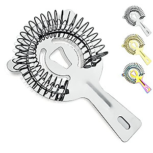 Evanda Cocktail Strainer, Stainless Stee Cocktail Bar Strainer Drink Strainer, Bar Strainer Cocktail w/High Density Spring, Ice Bar Shelf Strainer for Bartenders Drinking Water Filtering(Silver)