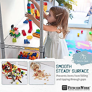 Fencer Wire NSF Adjustable Height Wire Shelving w/Liner & Wheels, Rolling Basement Storage Shelving, Metal Storage Shelving, Garage Shelving Storage Organizer, Utility Shelf, w/Liner, 4-Tier Silver